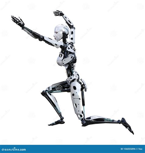 3d Rendering Female Robot On White Stock Illustration Illustration Of