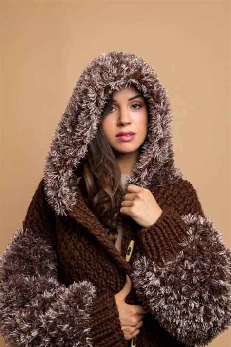 Knitted Jacket In Coffee Brown Dgrwear 100 Handmade