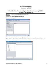 IS328 Data Mining Tutorial Lab Session 3 Docx IS328 Data Mining Semester 2 2020 Week 4 Data