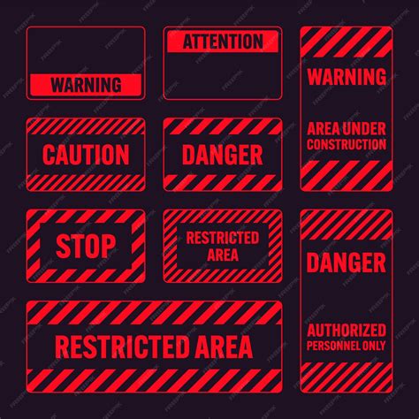 Premium Vector Various Red Warning Signs With Diagonal Lines Attention Danger Or Caution Sign