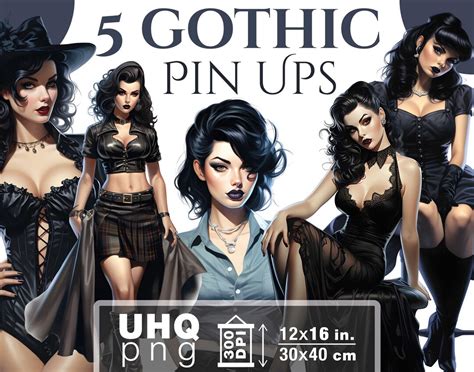 Work And Print 5 Png Bundle Gothic Pin Up Girls 300 Dpi 12 In X 16