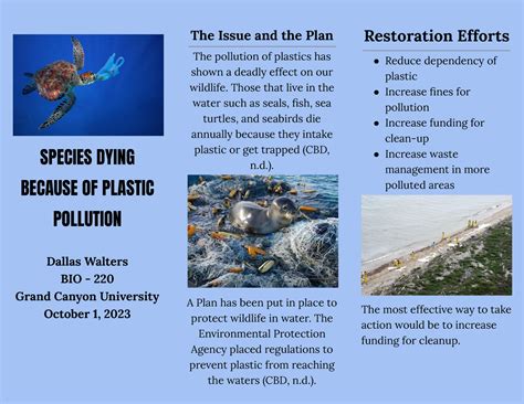 Restoration Pamphlet Species Dying Because Of Plastic Pollution