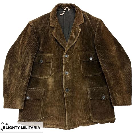 Original 1940s French Corduroy Belt Back Workwear Hunting Jacket