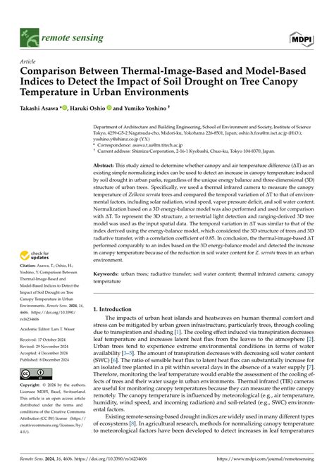 Pdf Comparison Between Thermal Image Based And Model Based Indices To Detect The Impact Of