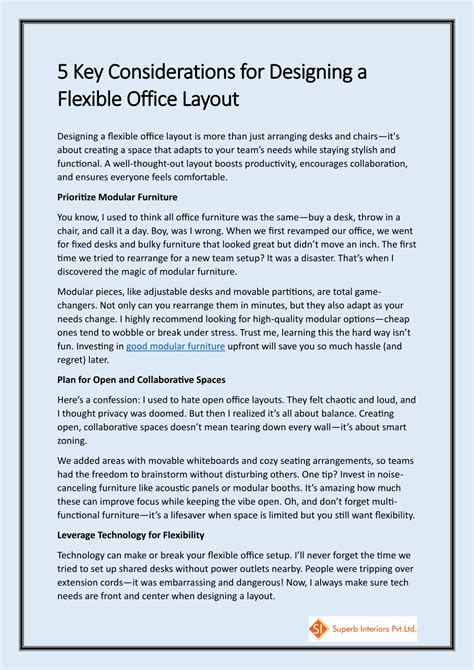 Ppt 5 Key Considerations For Designing A Flexible Office Layout