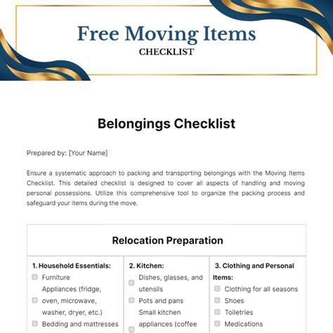 Moving Out Of A Al Checklist Army Template Word Moving Out Of A Al Checklist Army Template Word