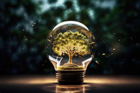 Premium Photo A Light Bulb With A Tree Inside