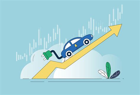 플러그 자동차 상승 기호 데이터 신에너지 자동차의 주식 시장이 상승했습니다 차에 대한 스톡 벡터 아트 및 기타 이미지 차 벡터 전기 자동차 대체 연료 자동차 Istock