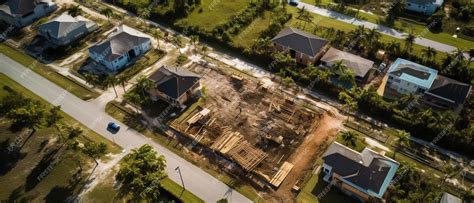 Premium Photo An Aerial View Of A Neighborhood Under Construction