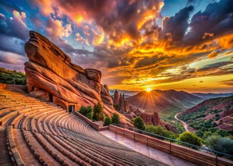 Breathtaking Sunset Concert At Red Rocks Amphitheatre Colorados Iconic Venue Under A Spectacular