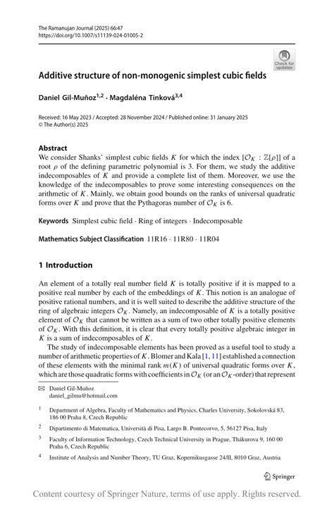 Pdf Additive Structure Of Non Monogenic Simplest Cubic Fields