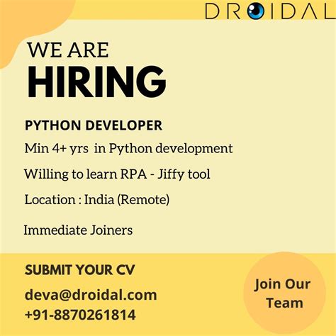 Exciting Full Time Job Opportunity Pythonjobs Remotejobs Droidal Devarajan Ganesan