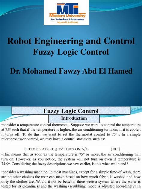 Robot Engineering and Control (Fuzzy Logic Control) | PDF | Fuzzy Logic | Logic