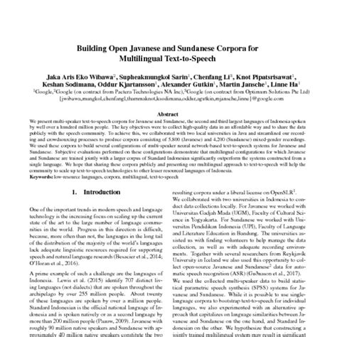 building open javanese and sundanese corpora for multilingual text to