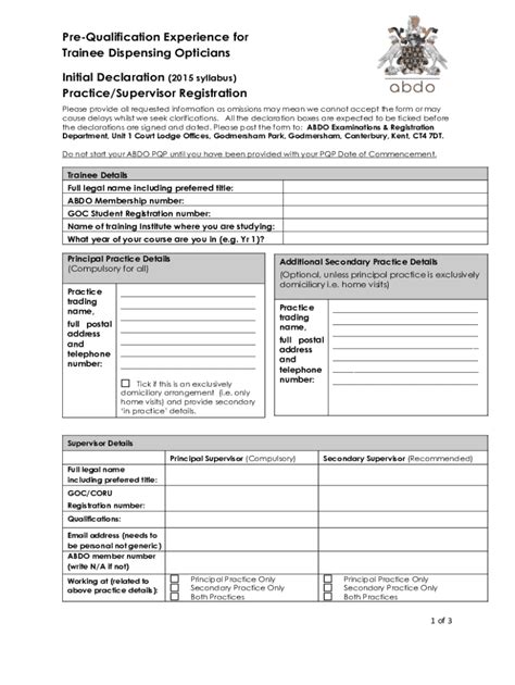 Fillable Online Abdo Pqp Specialist Clinic Supervisor Form Fax
