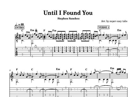 Until I Found You Stephen Sanchez Easy Version Fingerstyle