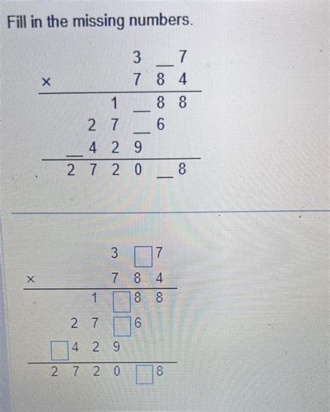 Solved Fill In The Missing Numbers Chegg Com