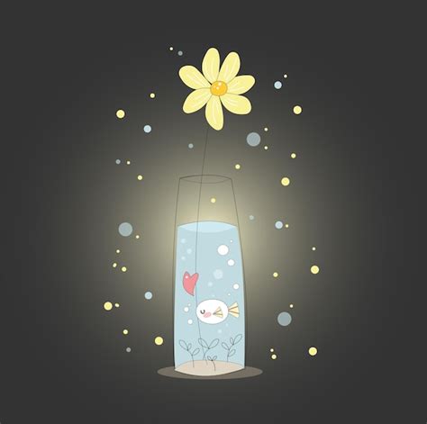 Premium Vector Fish In A Vase With A Flower