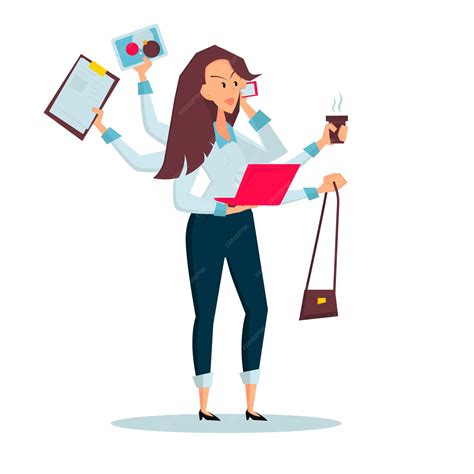 La Mujer Independiente Hace Varias Cosas A La Vez Icono De Dibujos