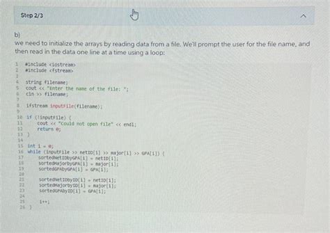 Solved A First We Need To Define The Arrays That Will Be