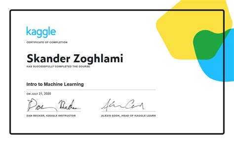 Skander Zoghlami Completed The Intro To Machine Learning Course On Kaggle