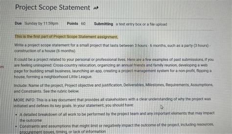 Solved This Is The First Part Of Project Scope Statement Chegg Com