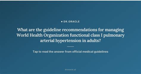 What Are The Guideline Recommendations For Managing World Health