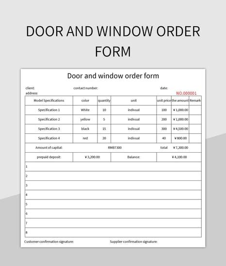 Free Order Form Templates For Google Sheets And Microsoft Excel Slidesdocs
