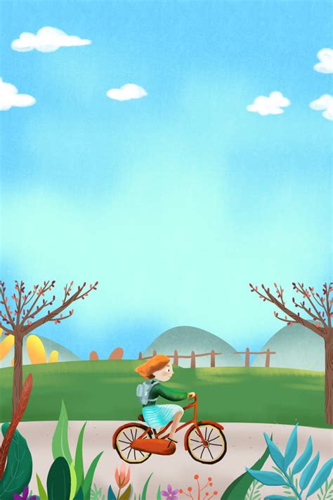 건국 기념일 야생 자전거 여행 소녀 포스터 손으로 그린 일러스트 레이터 배경 무료 다운로드를 위한 바탕 화면 이미지 Pngtree