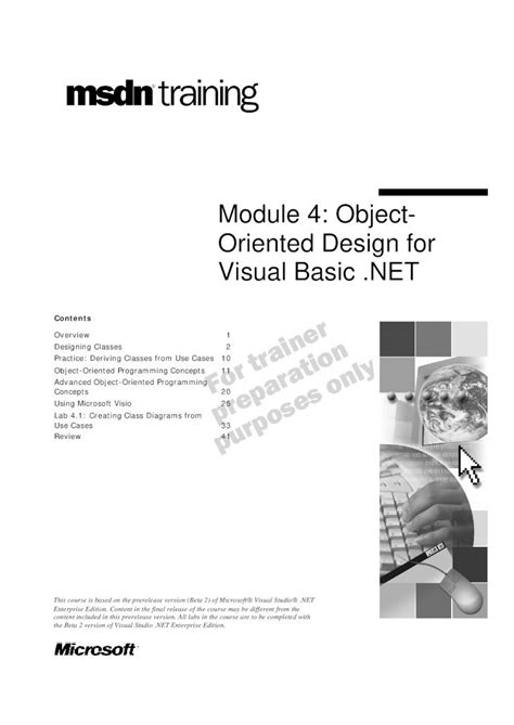Pdf Module 4object Oriented Design For Visual Basic Net