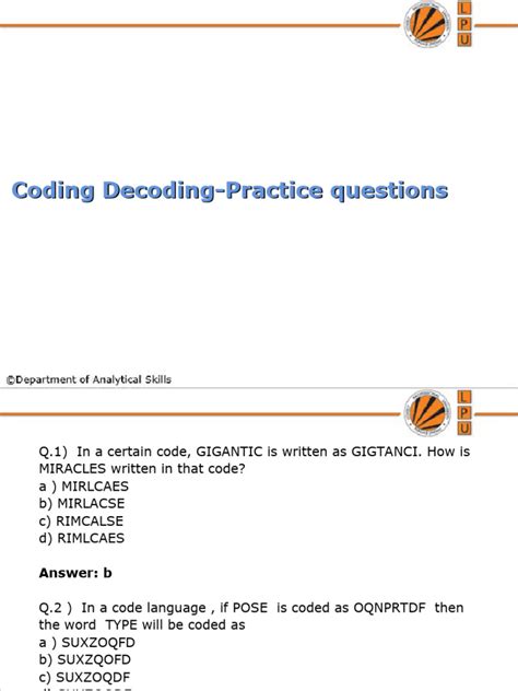 Coding Decoding Tutorial Pdf Symbols Written Communication