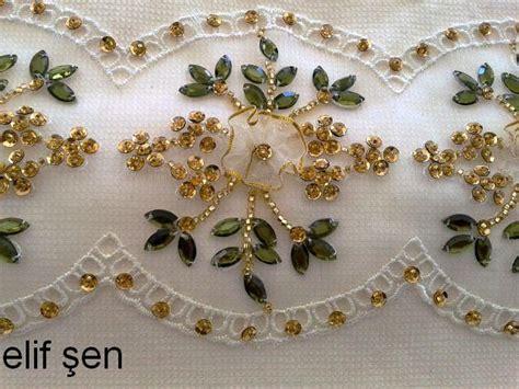 Hazır Güpür üzerine Boncuk Ve Kurdele Işlemeli Havlu örnekleri Boncuk Boncuk Nakış Desenleri