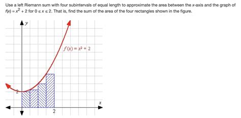 solved use a left riemann sum with four subintervals of