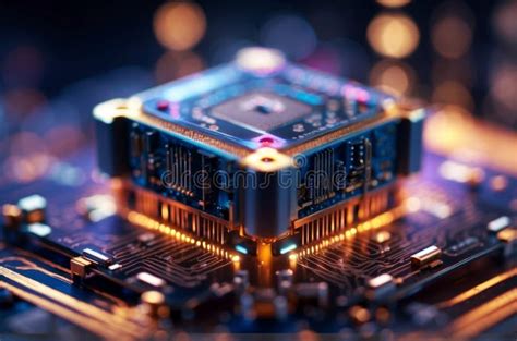 Cpu Close Up Of Central Processing Unit And Circuits Of Advanced Technology Stock Illustration