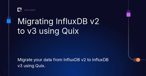 Migrating Influxdb V2 To V3 Using Quix Quix Docs