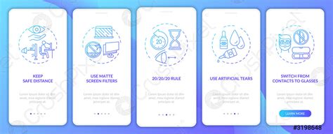 Digital Eyestrain Prevention Tips Onboarding Mobile App Page Screen With Stock Vector 3198648