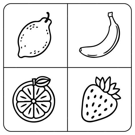 아이들을 위한 과일 색칠 페이지 과일 색채 책 페이지 일러스트레이션 프리미엄 Ai 생성 벡터