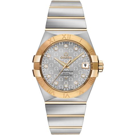Omega Constellation Silver Omega Logo Pattern Dial Mens Luxury Watch