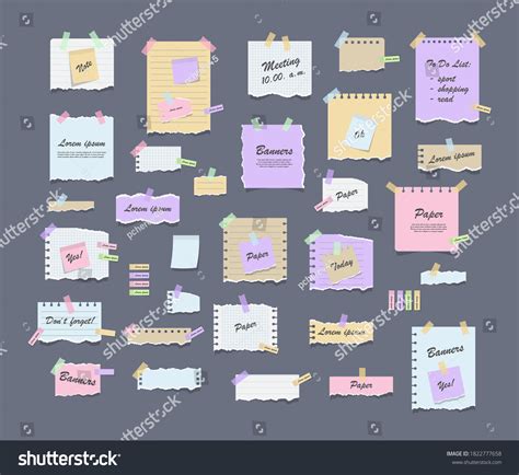 스티커에 적힌 종이 노트 찢어진 수첩 스톡 벡터로열티 프리 1822777658 Shutterstock