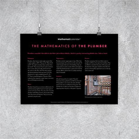 The Mathematics Of The Plumber Poster Mathematicalendar
