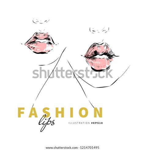 Beautiful Sexy Lips Vector Fashion Illustration เวกเตอร์สต็อก ปลอดค่า