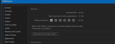 what is going on with my memory and adobe r aftereffects