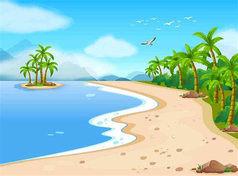 Download Free Cartoon Sandy Beach Island Wallpaper