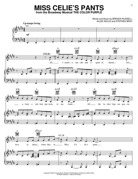 Miss Celies Pants By Allee Willis Guitar Piano Voice Digital