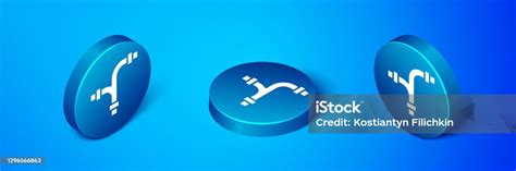 파란색 배경에 격리 된 등분 계 의 산업 금속 파이프 아이콘 다양한 모양의 파이프 라인 부분을 배관합니다 파란색 원 버튼입니다 벡터 3차원 형태에 대한 스톡 벡터 아트 및