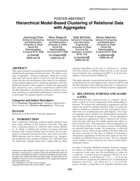 PDF Hierarchical Model Based Clustering Of Relational Data With Aggregates