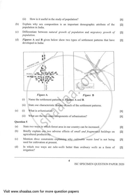 Geography 2019 2020 ISC Commerce Class 12 Set 1 Question Paper With PDF Download Shaalaa Com