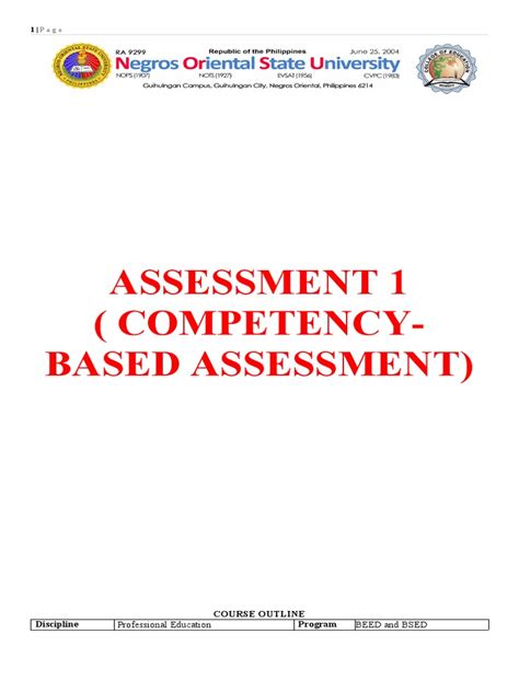 Module 1 For Competency Based Assessment 1 Pdf Educational