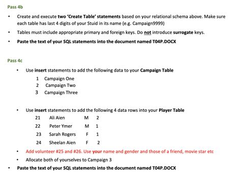 Pass 4b Create And Execute Two Create Table