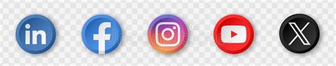 Social Media App Icon Set Linkedin Facebook Instagram Youtube And